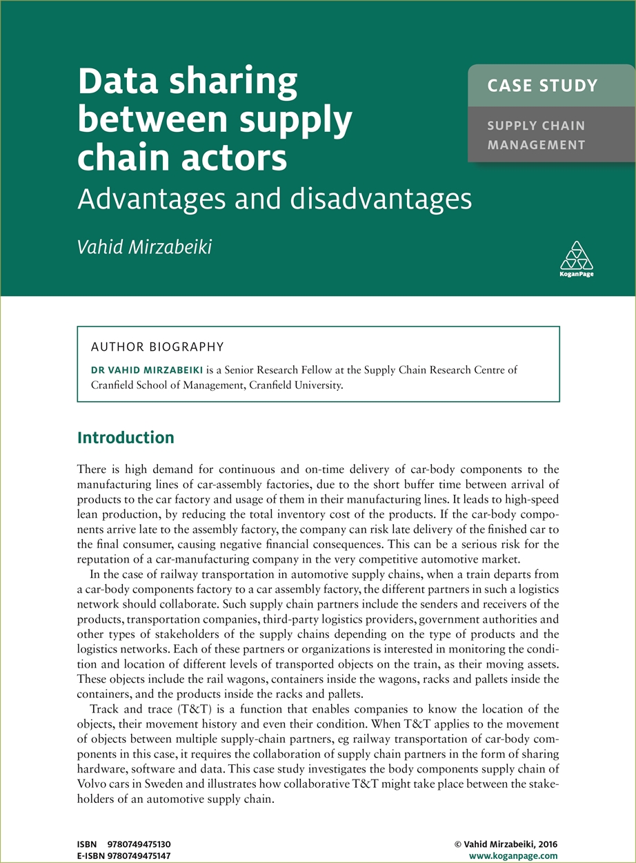 Case Study: Data Sharing Between Supply Chain Actors
